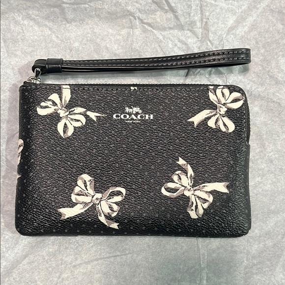 Coach | Bags | Coach Black Wristlet With Bow Design | Poshmark